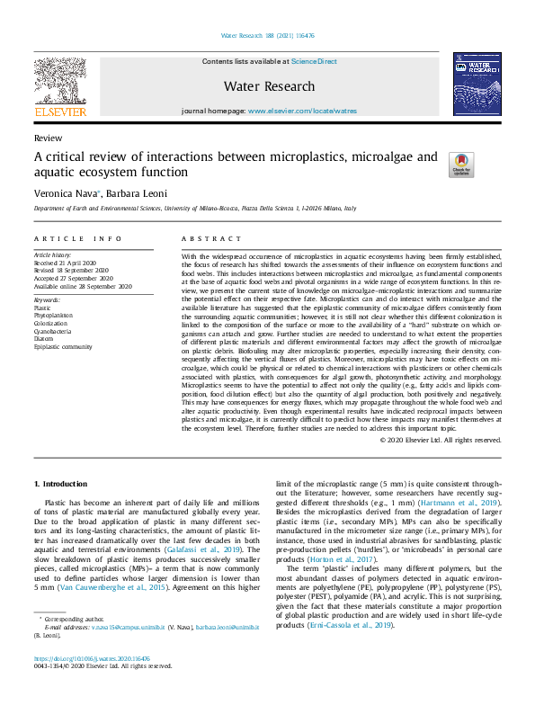Pdf A Critical Review Of Interactions Between Microplastics