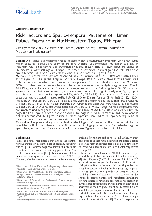 (PDF) Risk Factors and Spatio-Temporal Patterns of Human Rabies ...