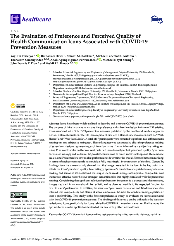 (PDF) The Evaluation of Preference and Perceived Quality of Health ...