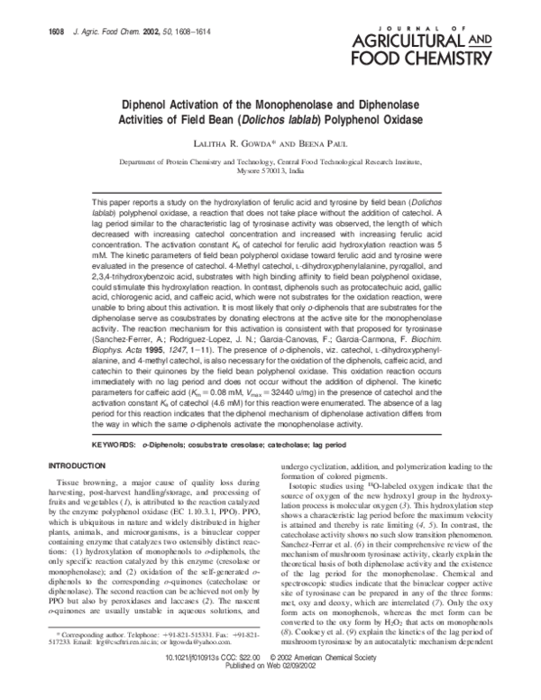 (PDF) Diphenol Activation of the Monophenolase and Diphenolase ...