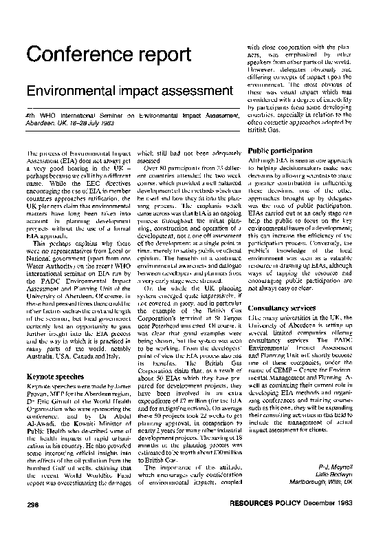 (PDF) Environmental impact assessment