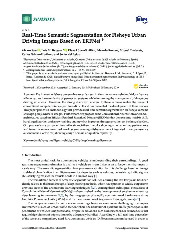 (PDF) Real-Time Semantic Segmentation for Fisheye Urban Driving Images Based on ERFNet