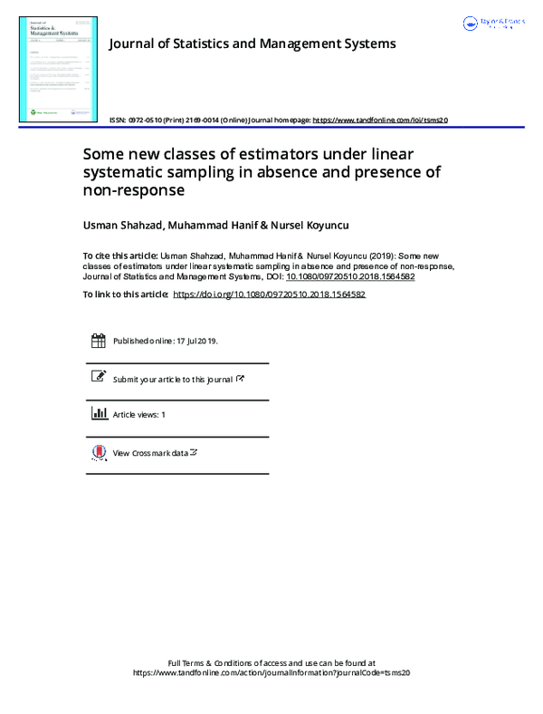 (PDF) Some new classes of estimators under linear systematic sampling ...