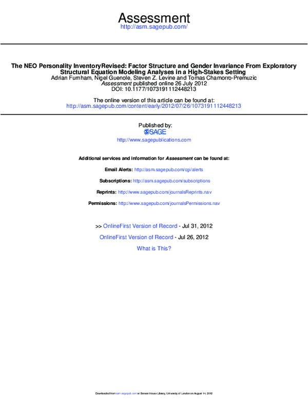 (PDF) The NEO Personality Inventory–Revised