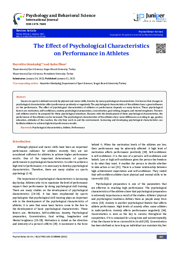 (PDF) The Effect of Psychological Characteristics on Performance in ...