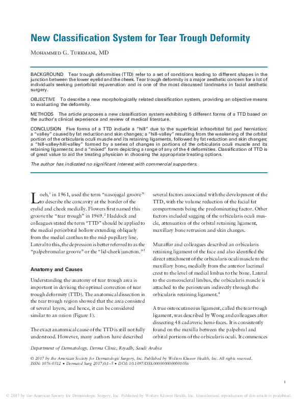 (PDF) New Classification System for Tear Trough Deformity