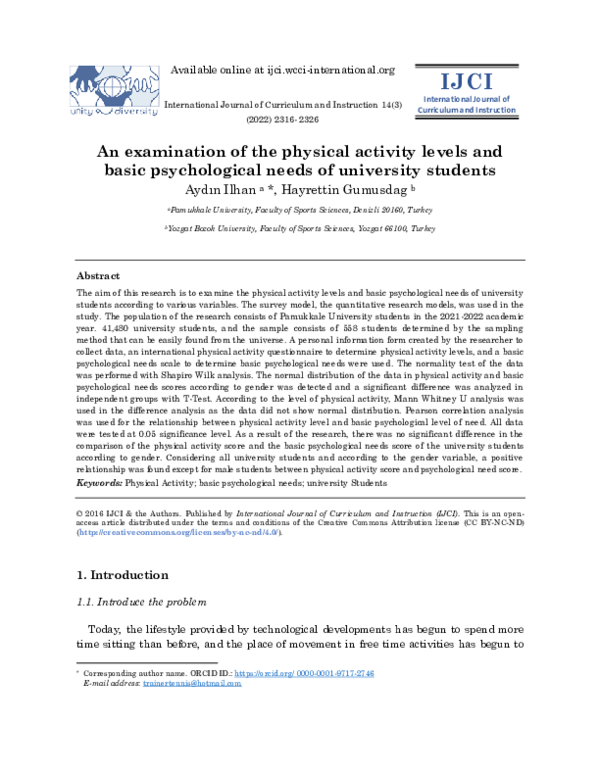 (PDF) International Journal of Curriculum and Instruction An examination of the physical ...