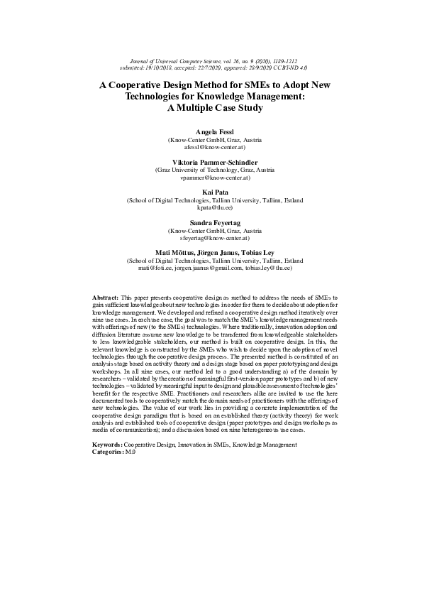 (PDF) A Cooperative Design Method for SMEs to Adopt New Technologies ...