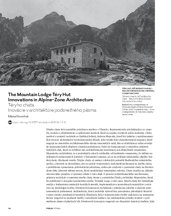 (PDF) The Mountain Lodge Téry Hut Innovations in Alpine-Zone Architecture