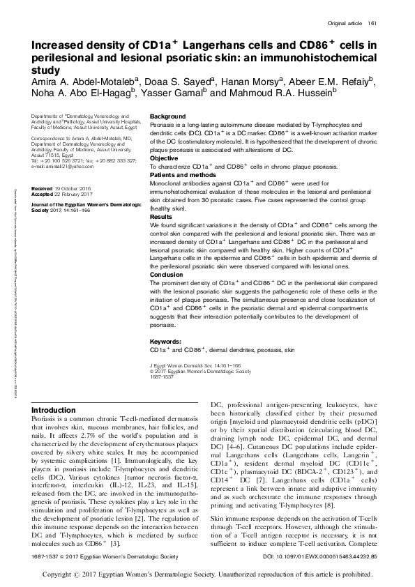 (PDF) Increased density of CD1a+ Langerhans cells and CD86+ cells in ...