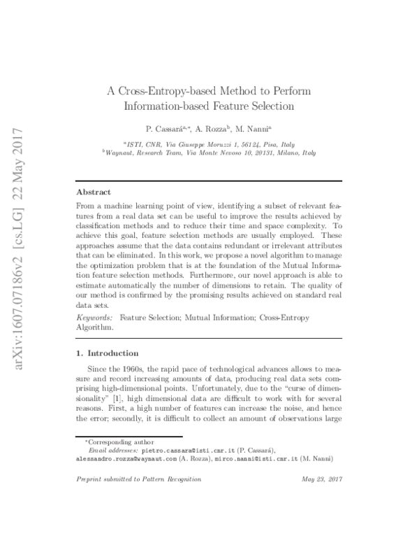 (PDF) A Novel Mutual Information-based Feature Selection Algorithm