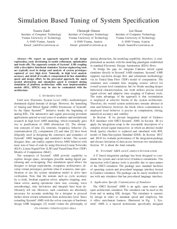 (PDF) Simulation based tuning of system specification