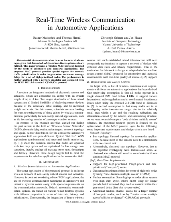(PDF) Real-time wireless communication in automotive applications
