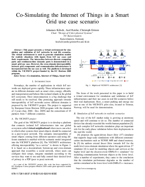 (PDF) Co-Simulating the Internet of Things in a Smart Grid use case scenario