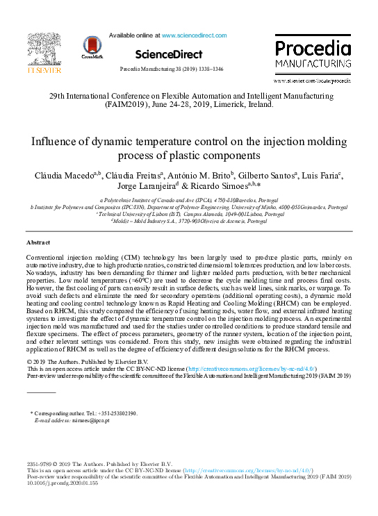 Pdf Influence Of Dynamic Temperature Control On The Injection Molding Process Of Plastic