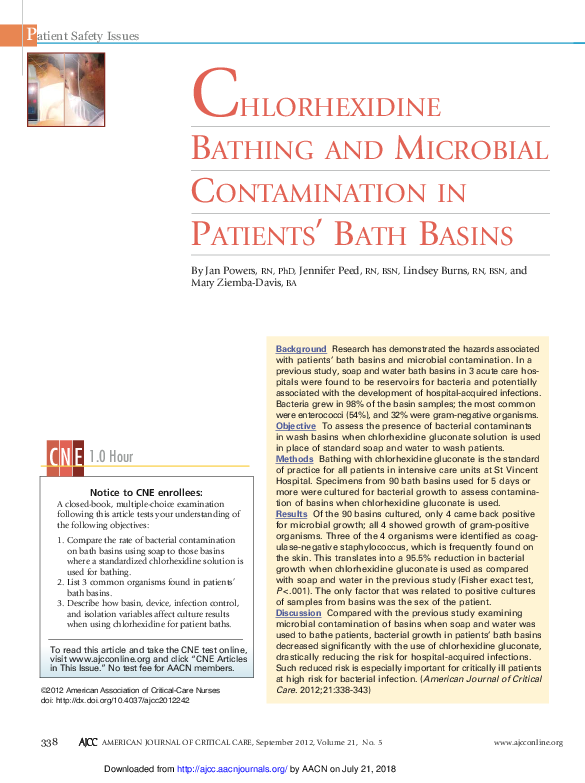 (PDF) Chlorhexidine Bathing and Microbial Contamination in Patients ...