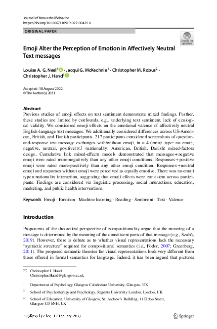 (PDF) Emoji Alter the Perception of Emotion in Affectively Neutral Text ...