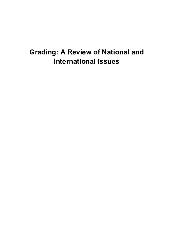 (PDF) Grading: A Review of National and International Issues