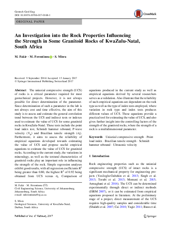 (PDF) An Investigation into the Rock Properties Influencing the ...