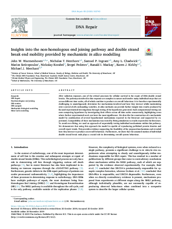 (PDF) Insights into the non-homologous end joining pathway and double ...