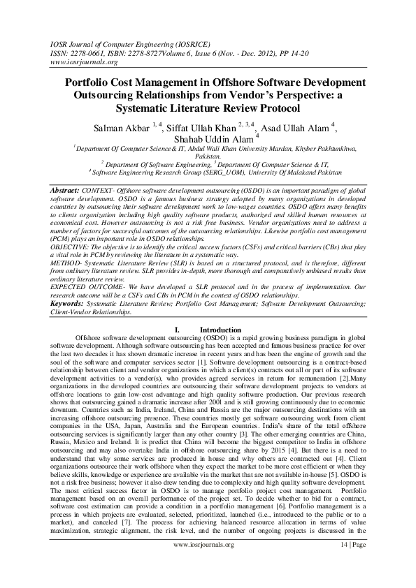 (PDF) Portfolio Cost Management in Offshore Software Development Outsourcing Relationships from ...