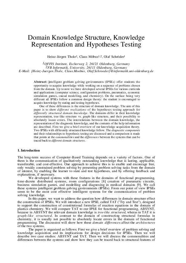 (PDF) Domain Knowledge Structure, Knowledge Representation and ...