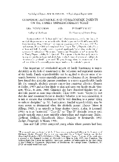(PDF) Comparing Alcoholic and Nonalcoholic Parents on the Family ...