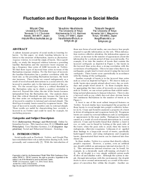(PDF) Fluctuation and burst response in social media