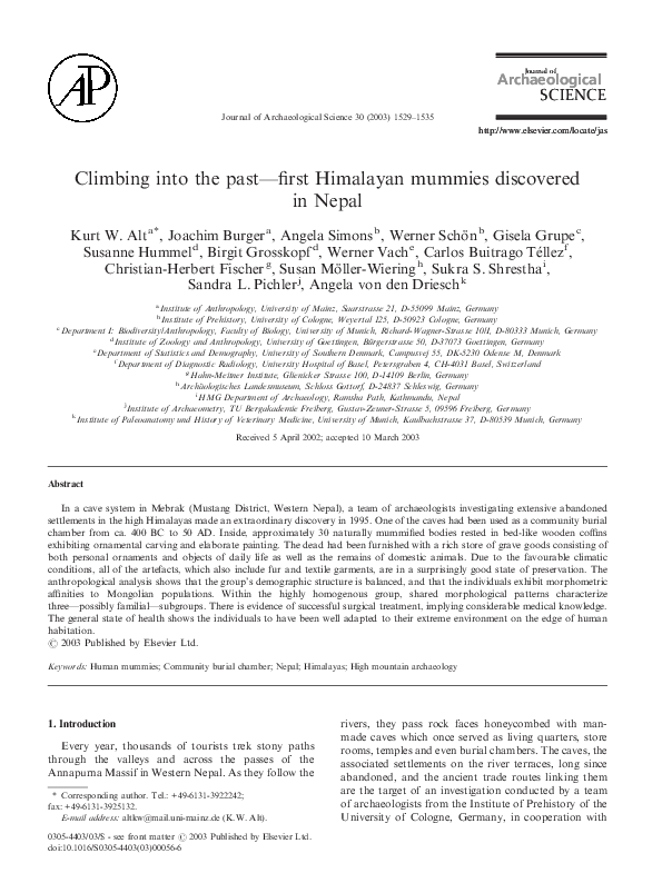 (PDF) Climbing into the past—first Himalayan mummies discovered in Nepal