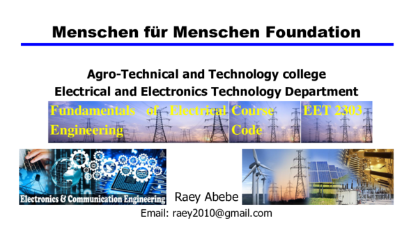 (PDF) Fundamentals of Electrical Engineering lecture notes: Chapter 1