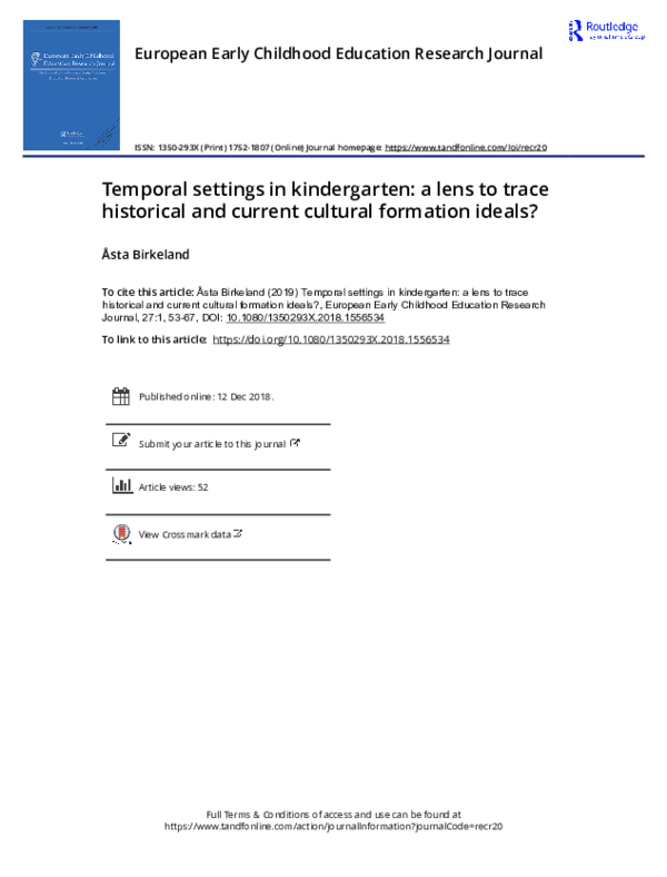 (PDF) Temporal settings in kindergarten: a lens to trace historical and ...