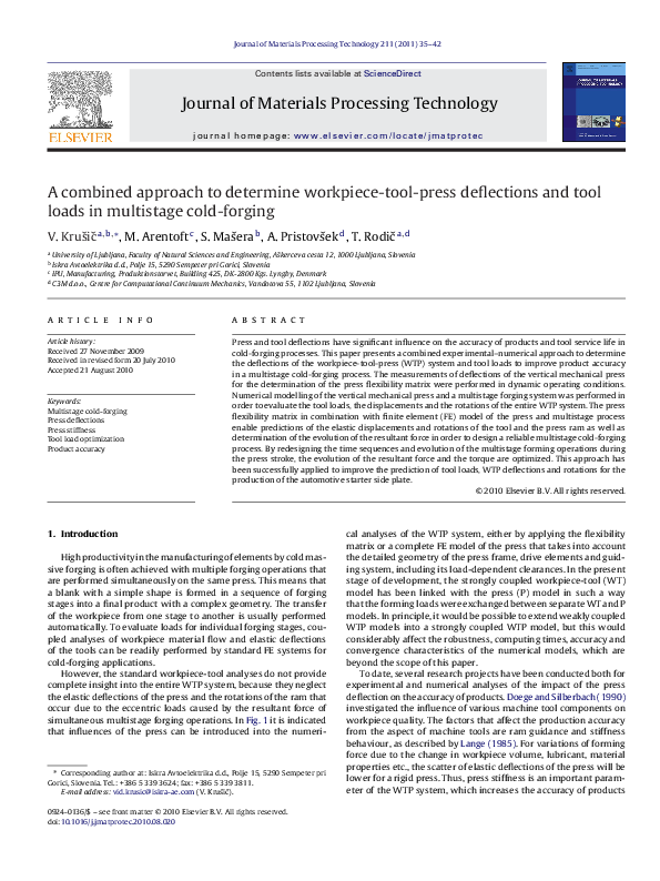 (PDF) A combined approach to determine workpiece-tool-press deflections and tool loads in ...