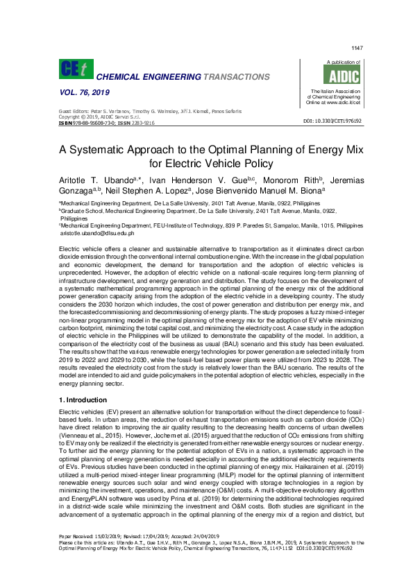 (PDF) A Systematic Approach to the Optimal Planning of Energy Mix for ...