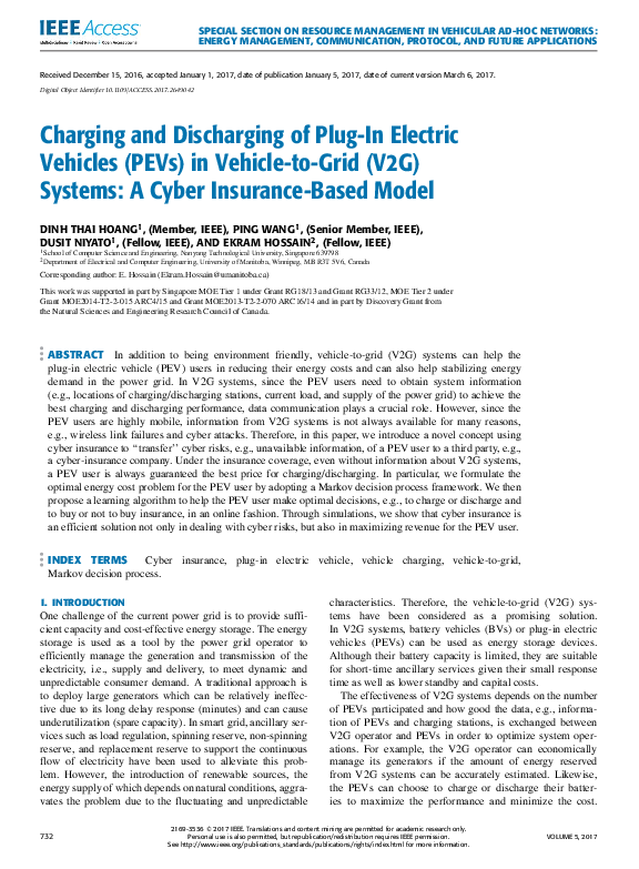 (PDF) Charging and Discharging of Plug-In Electric Vehicles (PEVs) in ...