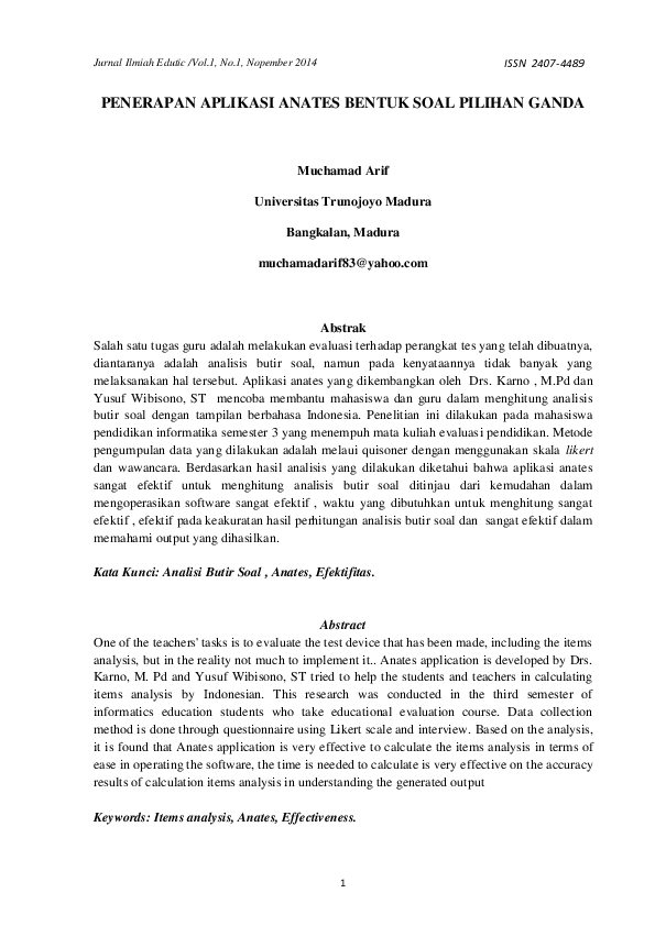 (PDF) Penerapan Aplikasi Anates Bentuk Soal Pilihan Ganda