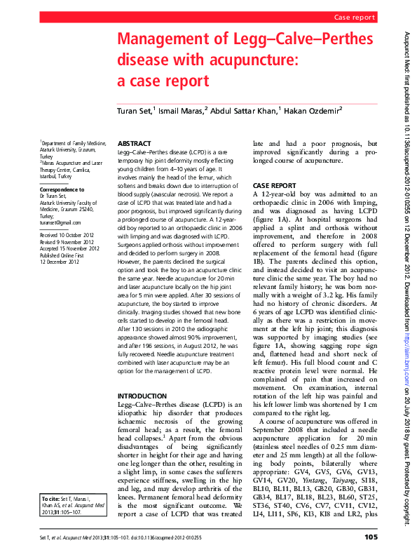 (PDF) Management of Legg-Calve-Perthes disease with acupuncture: a case ...