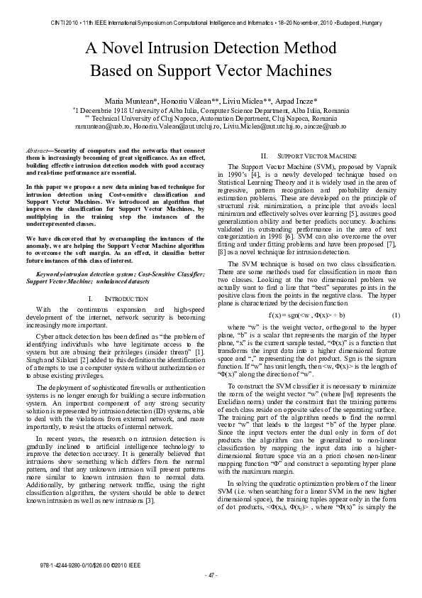 (PDF) A novel intrusion detection method based on support vector machines