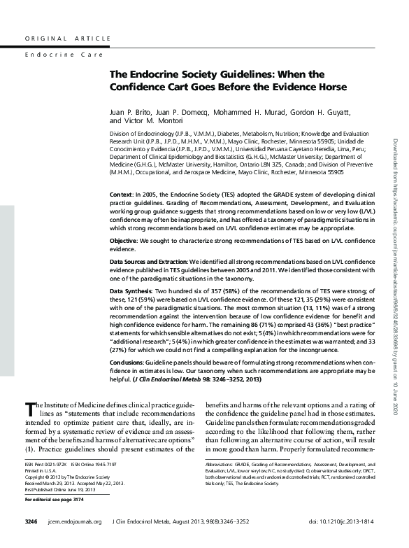 (PDF) The Endocrine Society Guidelines: When the Confidence Cart Goes ...