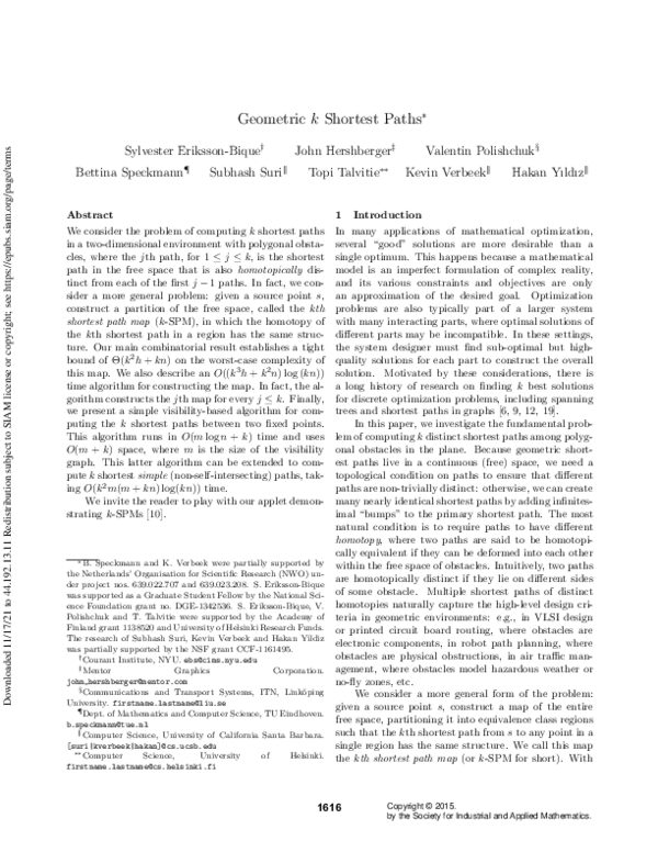 (PDF) Geometric k Shortest Paths