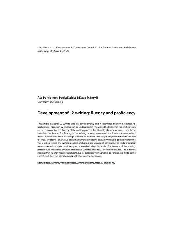 (PDF) 48 Development of L2 Writing: Fluency and Proficiency