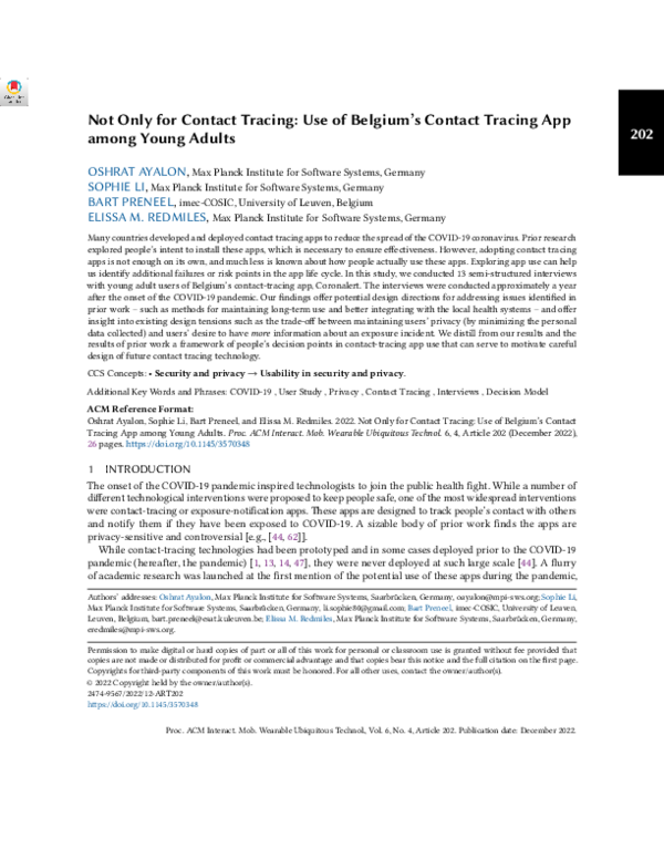 (PDF) Not Only for Contact Tracing