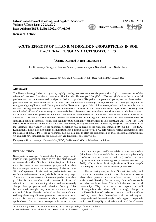 (PDF) Acute effects of Titanium dioxide Nanoparticles in soil bacteria ...