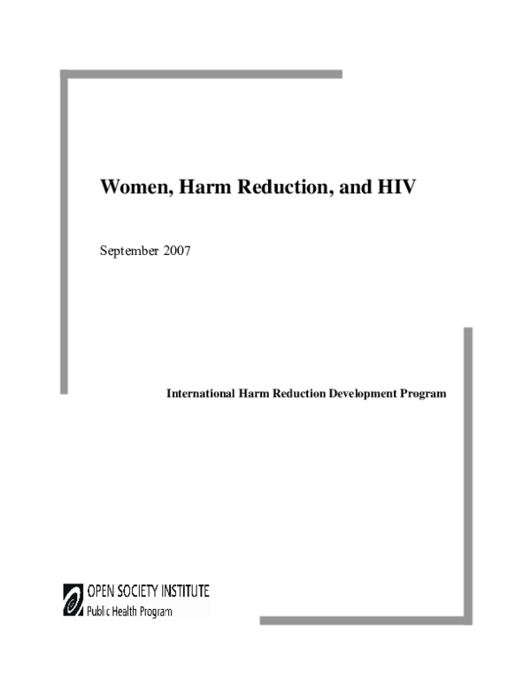 (PDF) Women, Harm Reduction and HIV