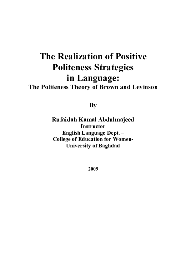 (DOC) The Realization of Positive Politeness Strategies in Language ...