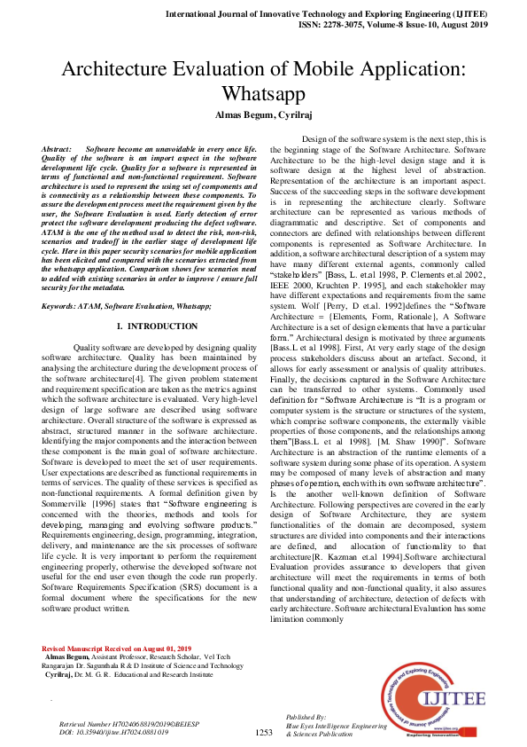 (PDF) Architecture Evaluation of Mobile Application: Whatsapp