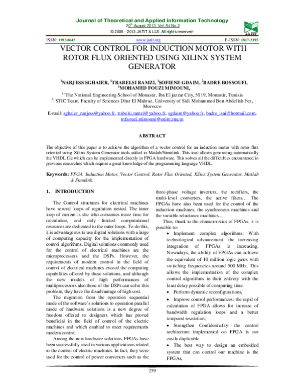 (PDF) Vector Control For Induction Motor With Rotor Flux Oriented Using ...