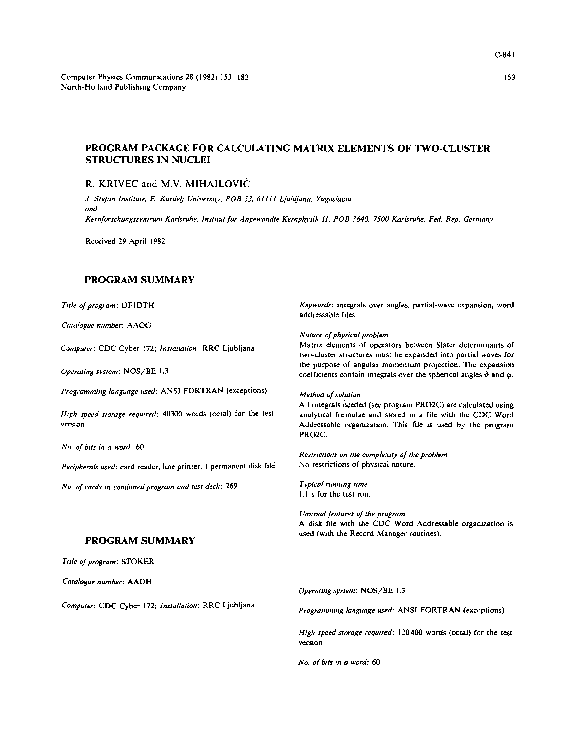 (PDF) Program package for calculating matrix elements of two-cluster structures in nuclei