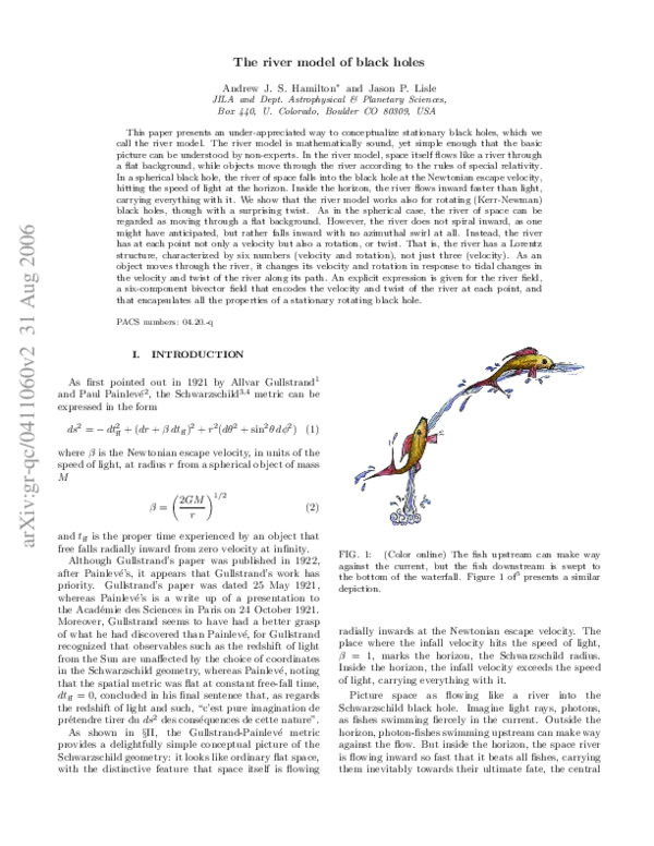 (PDF) The river model of black holes