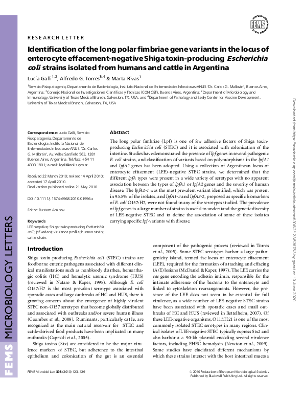 (PDF) Identification of the long polar fimbriae gene variants in the ...