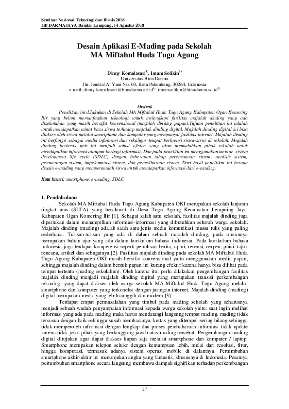 (PDF) Desain Aplikasi E-Mading pada Sekolah MA Miftahul Huda Tugu Agung